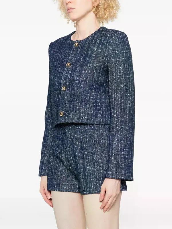 FRAME Tweed Button-up Jacket - Blue