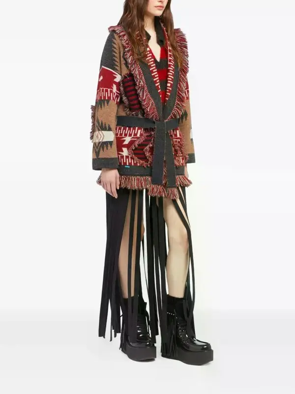 Alanui Grunge Anthem Fringed Patterned Coat