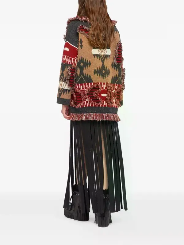 Alanui Grunge Anthem Fringed Patterned Coat