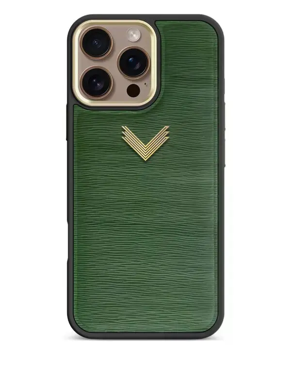 VELANTE Leather Logo-detal Iphone 16 Pro Max Phone Case - Green