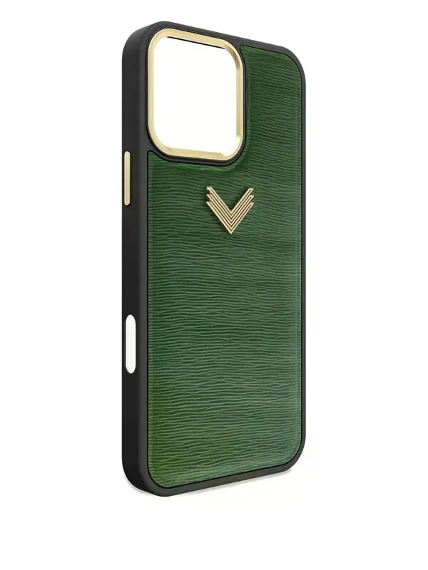 VELANTE Leather Logo-detal Iphone 16 Pro Max Phone Case - Green