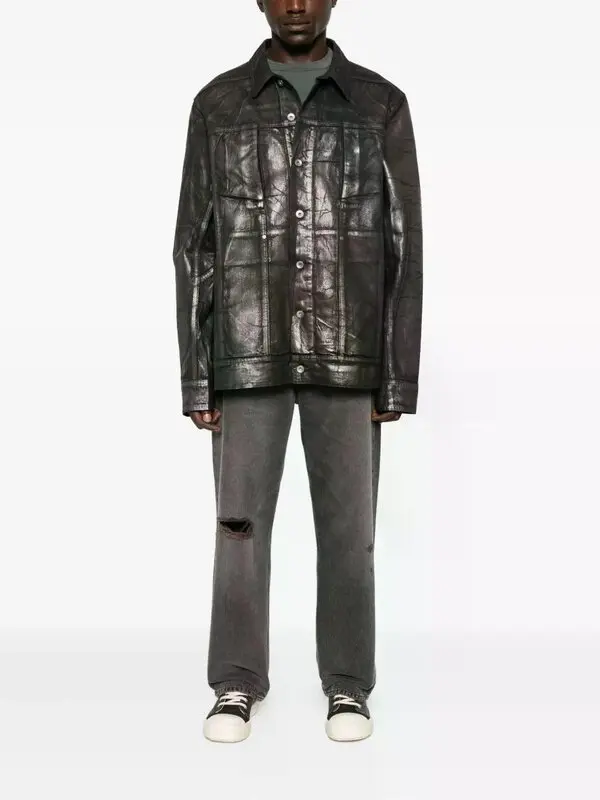 Rick Owens Jumbo Metallic-effect Denim Jacket
