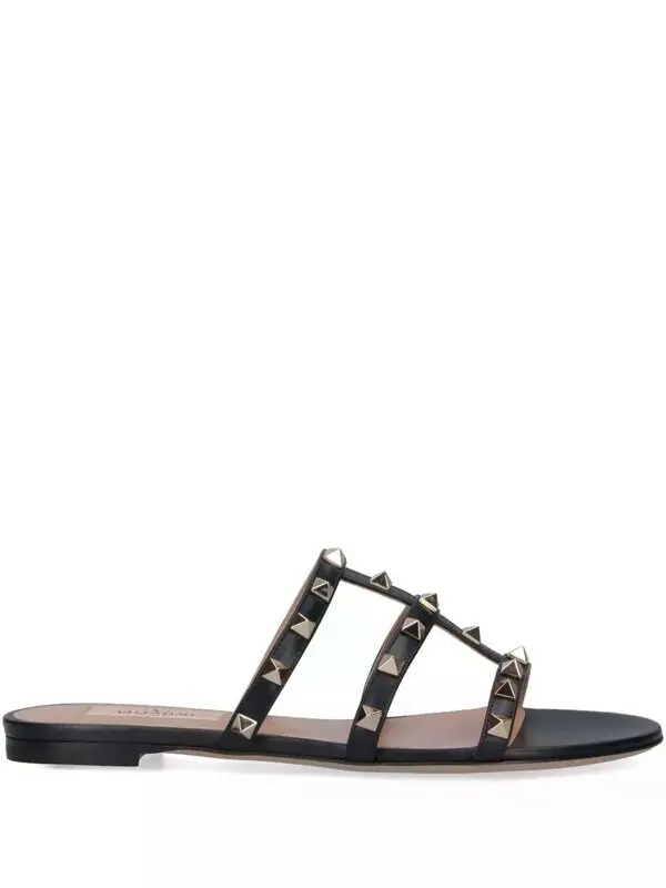 Valentino Garavani Rockstud Flat Slide Sandals - Black