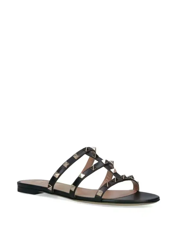 Valentino Garavani Rockstud Flat Slide Sandals - Black