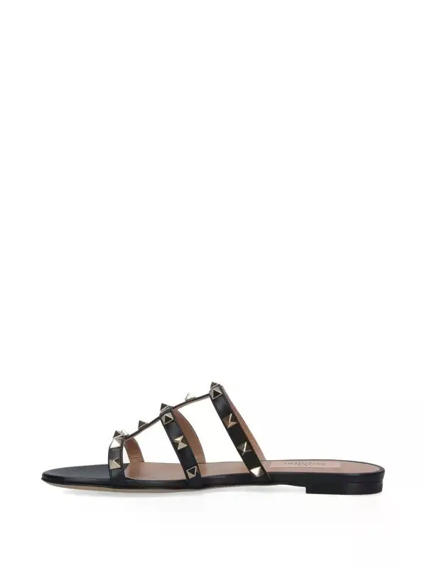 Valentino Garavani Rockstud Flat Slide Sandals - Black