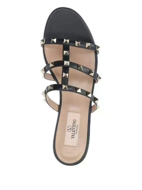 Valentino Garavani Rockstud Flat Slide Sandals - Black