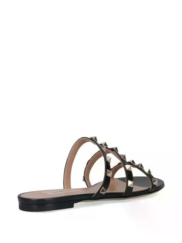 Valentino Garavani Rockstud Flat Slide Sandals - Black