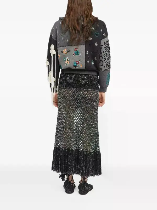 Alanui Midnight In Manhattan Embellished Fringed Cardigan - Grey