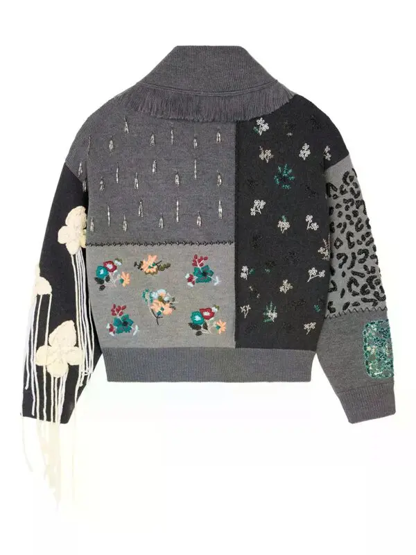 Alanui Midnight In Manhattan Embellished Fringed Cardigan - Grey