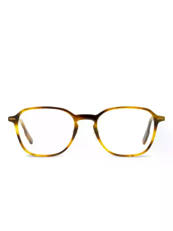 Zegna Tortoiseshell Square Frame Glasses - Brown