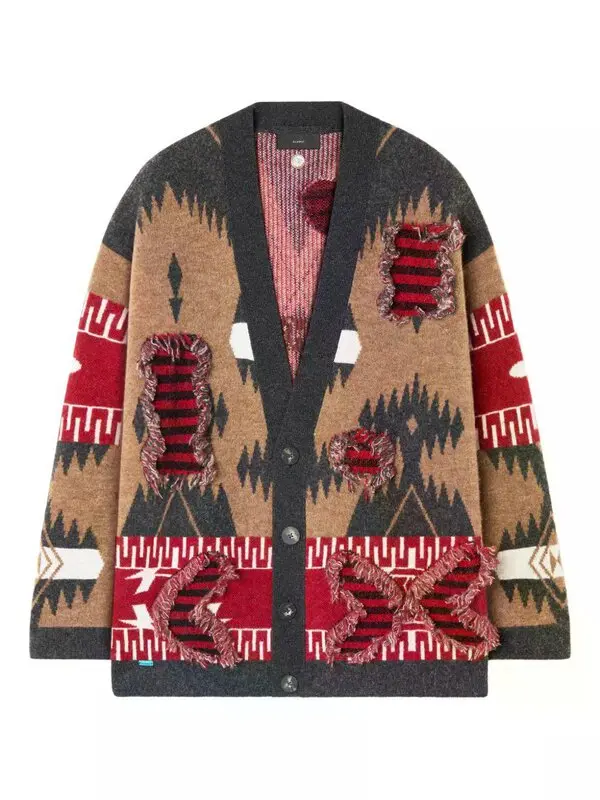 Alanui Patterned Fringed Cardigan - Brown
