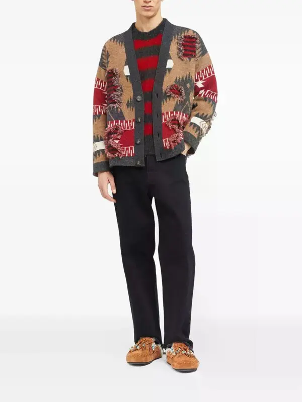 Alanui Patterned Fringed Cardigan - Brown