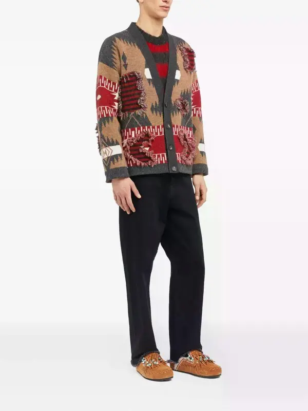 Alanui Patterned Fringed Cardigan - Brown