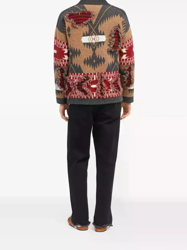Alanui Patterned Fringed Cardigan - Brown