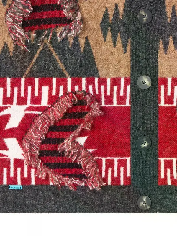 Alanui Patterned Fringed Cardigan - Brown