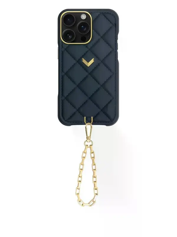 VELANTE Quilted Leather Iphone Case - Black