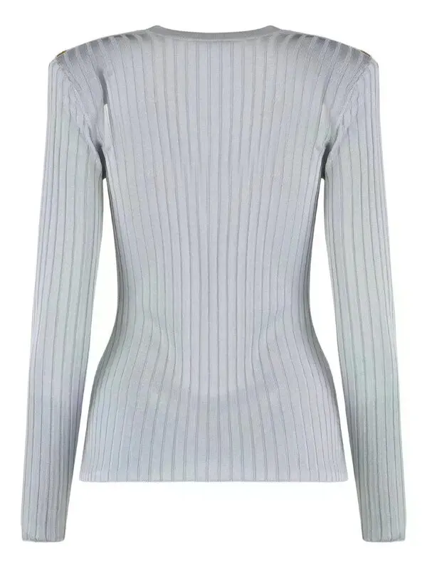 Elisabetta Franchi Ribbed Knit Top With Padded Shoulders - Grey