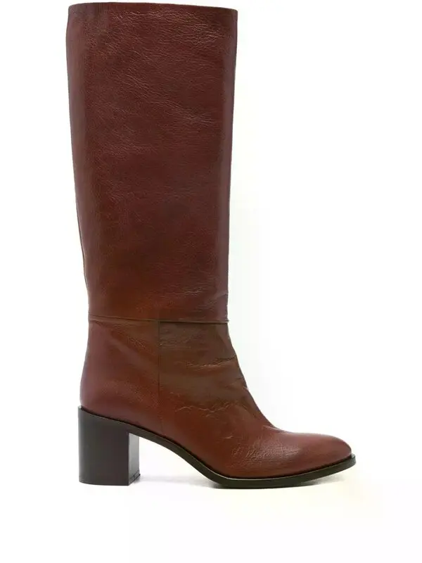 P.a.r.o.s.h Leather Block Heel Boots - Brown