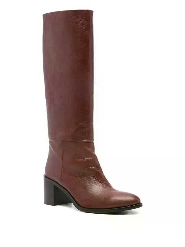 P.a.r.o.s.h Leather Block Heel Boots - Brown
