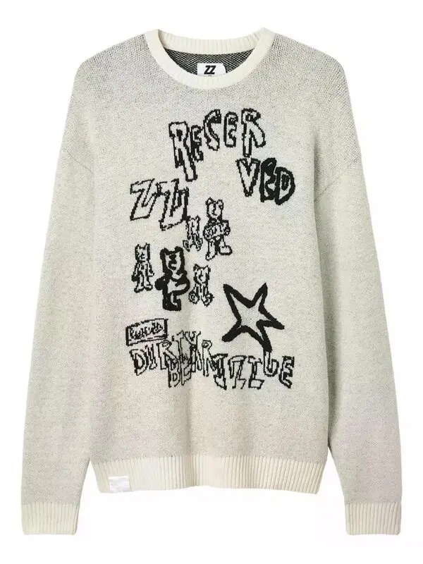 Izzue Graphic-print Crew-neck Sweater - Neutrals