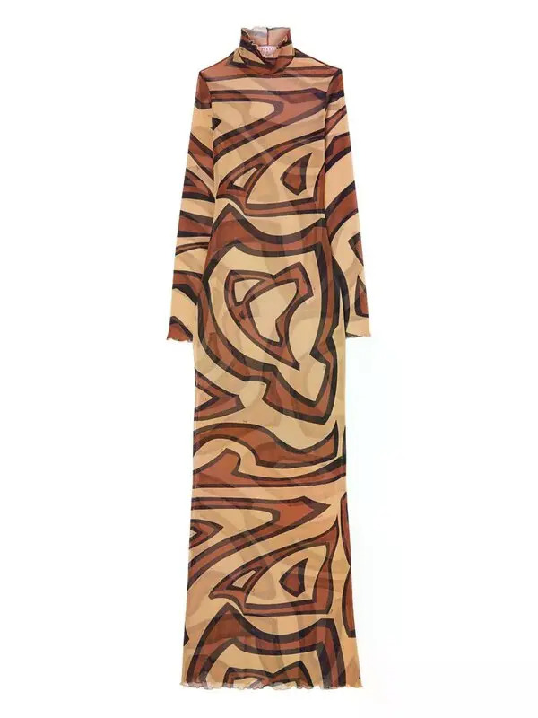 Emilio Pucci Labirinto-print Tulle Dress - Neutrals
