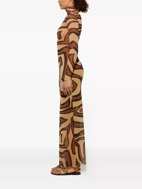 Emilio Pucci Labirinto-print Tulle Dress - Neutrals