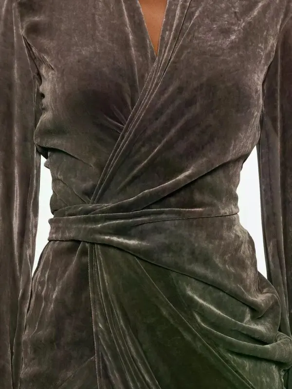 Rick Owens Draped Wrap Midi Dress - Brown