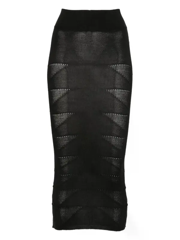 Rick Owens Geometric-pattern Wool Mid-length Skirt
