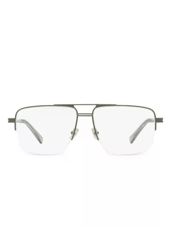Zegna Pilot-frame Semi-rimless Glasses - Grey
