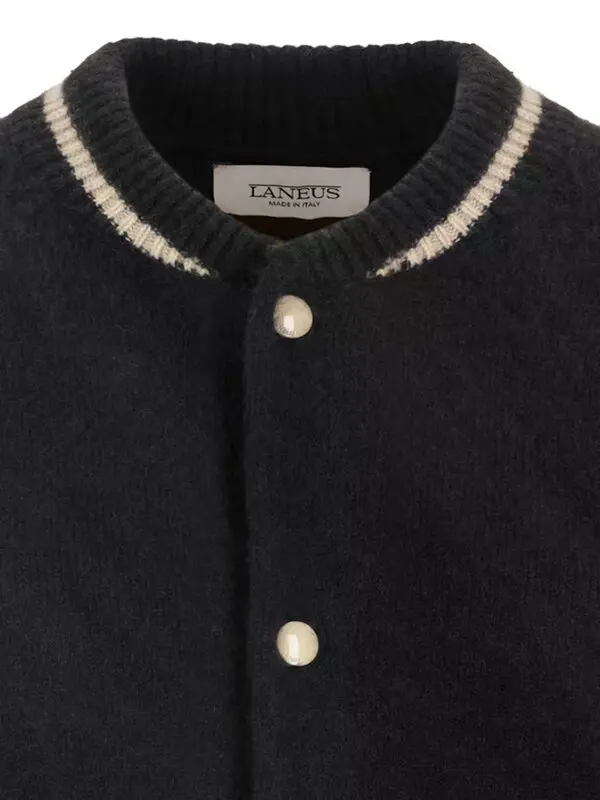 LANEUS Knitted Bomber Jacket - Black