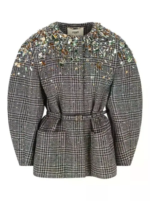 Fendi Crystal-embellished Tweed Jacket