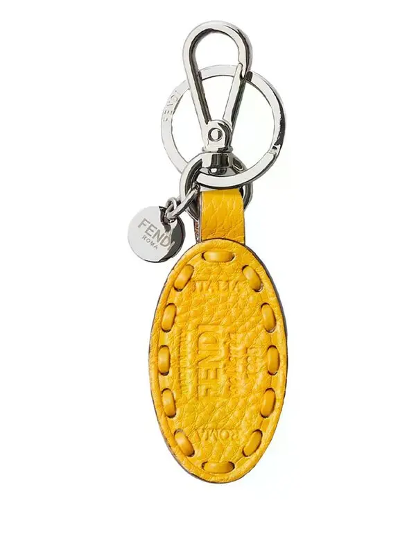 Fendi Oval-shape Leather Keyring - Yellow