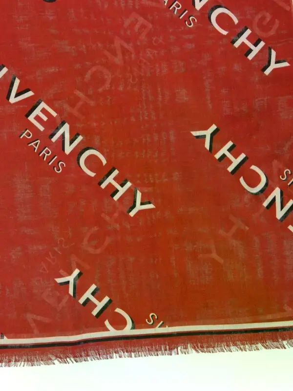 Givenchy Logo-lettering Frayed Scarf - Red