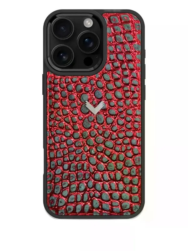 VELANTE Crocodile-texture Iphone 16 Pro Case - Red