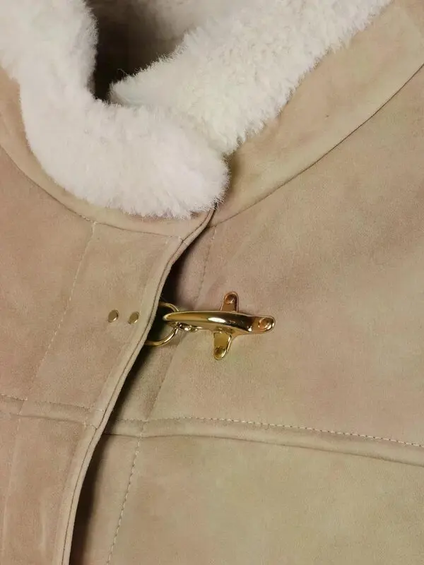FAY Shearling Trim Coat - Neutrals