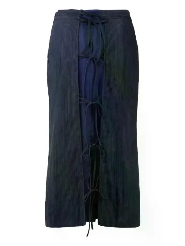 PUSHBUTTON Pinstripe Tie-detailed Skirt