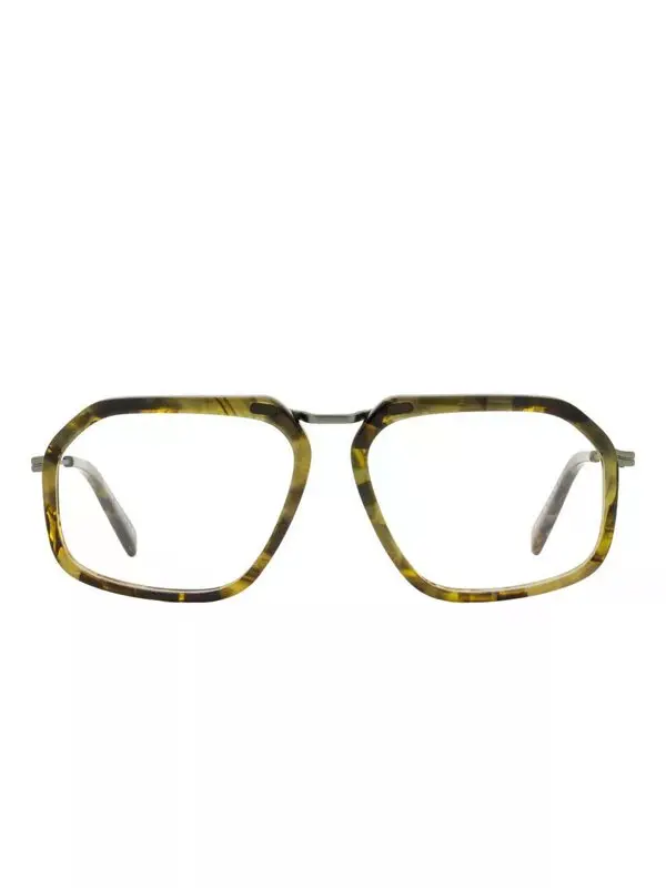 Zegna Tapered Rectangle Glasses - Green