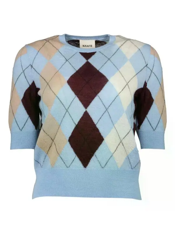 Khaite Anders Argyle Sweater - Blue