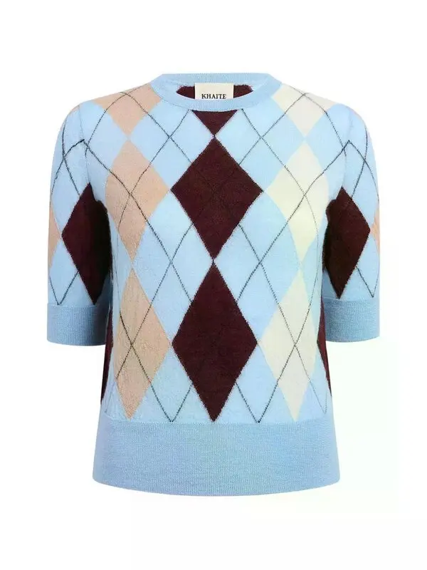 Khaite Anders Argyle Sweater - Blue