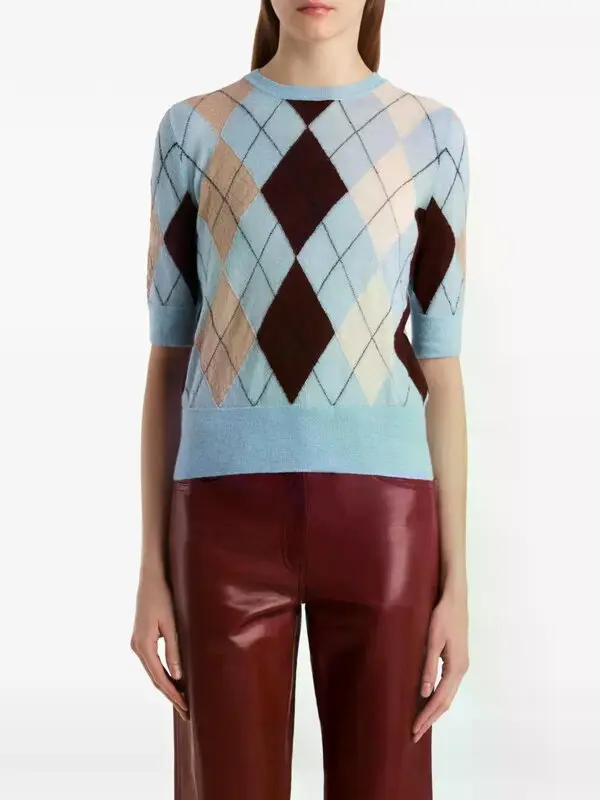 Khaite Anders Argyle Sweater - Blue