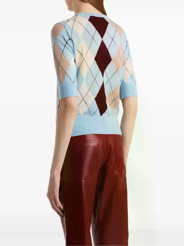 Khaite Anders Argyle Sweater - Blue