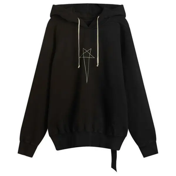 Rick Owens Oversized Cotton Fleece Hoodie - Black/pearl