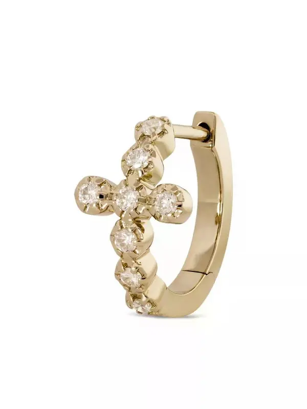 Jacquie Aiche 14k Yellow Cross Diamond Hoop Earring - Gold