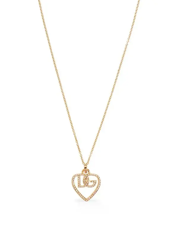 Dolce & Gabbana Logo-pendant Crystal-embellished Necklace - Gold