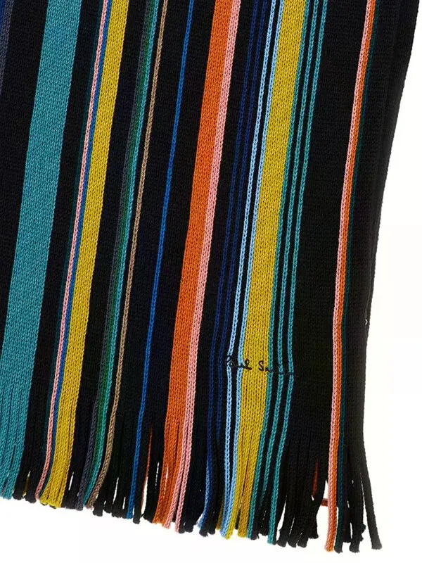 Paul Smith Striped Fringed Scarf