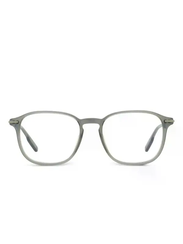 Zegna Keyhole Bridge Square Frame Glasses - Grey