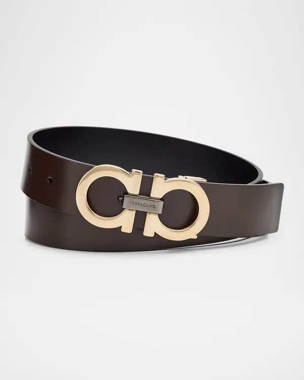 FERRAGAMO Reversible Gancini Buckle Belt - T.moro