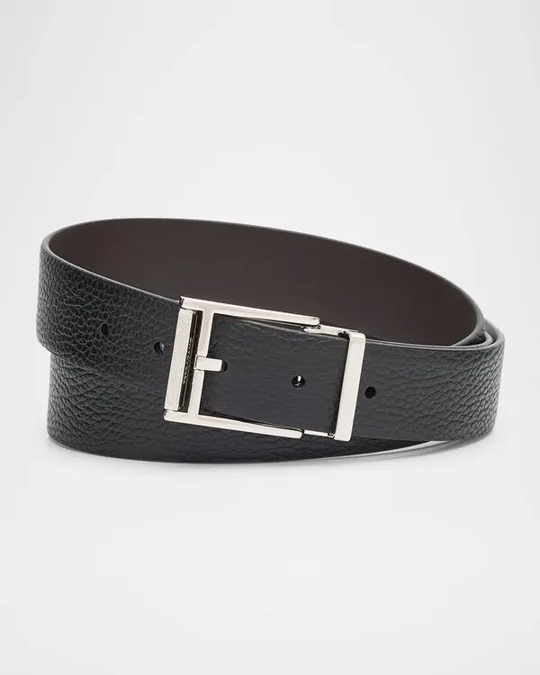 FERRAGAMO Reversible Leather Resin-buckle Belt - Nero