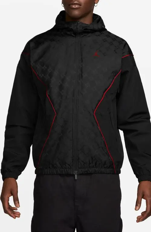 JORDAN Brooklyn Printed Nylon Track Jacket - Black/gym Red