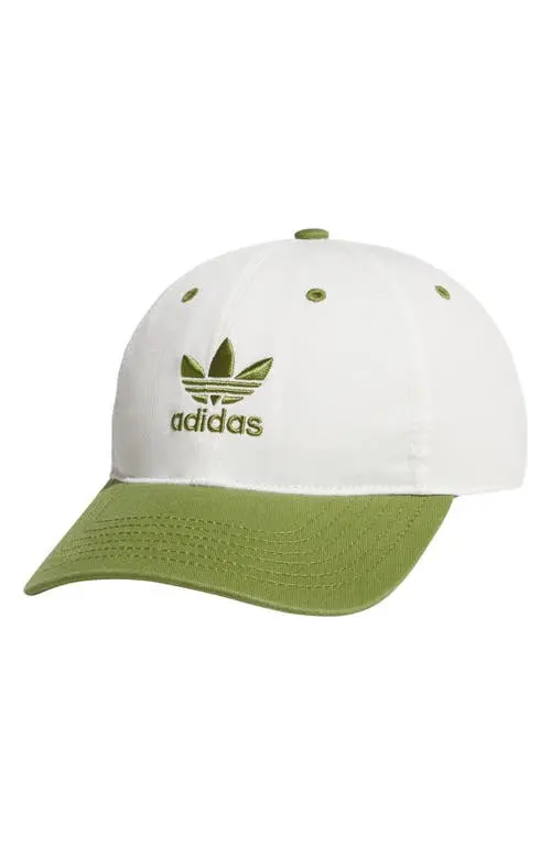 Adidas Trefoil Embroidered Baseball Cap - Off White/tech Olive